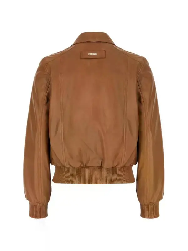 Iceberg Leather Bomber Jacket - Brown