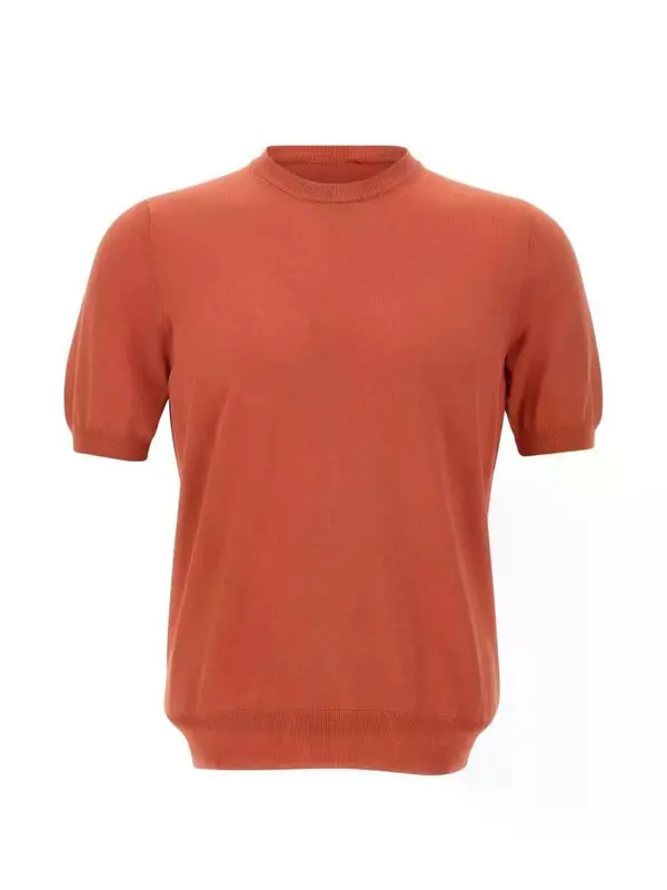GRAN SASSO Short-sleeved Cotton Sweater - Orange