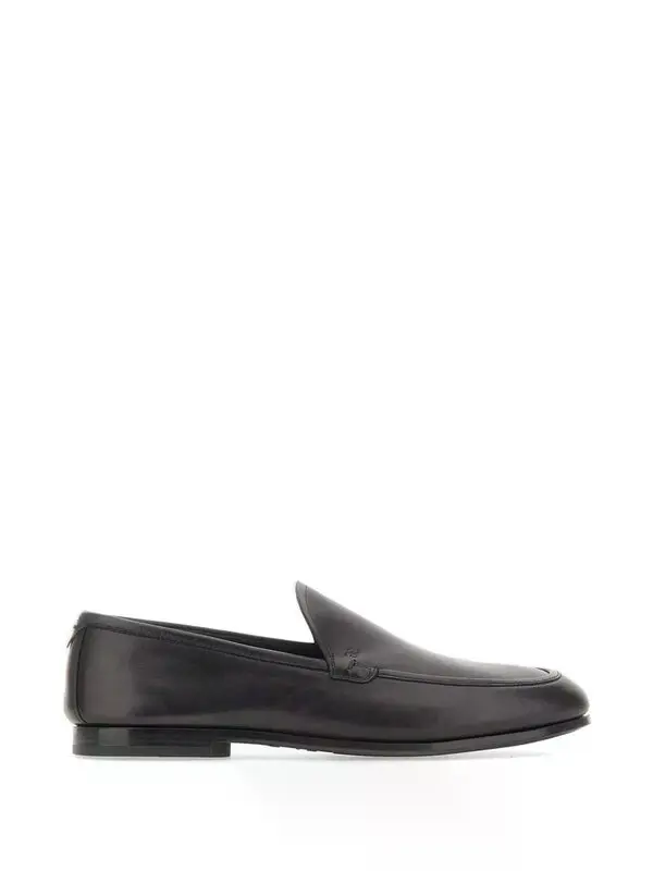 FABI Leather Flat Loafers - Black