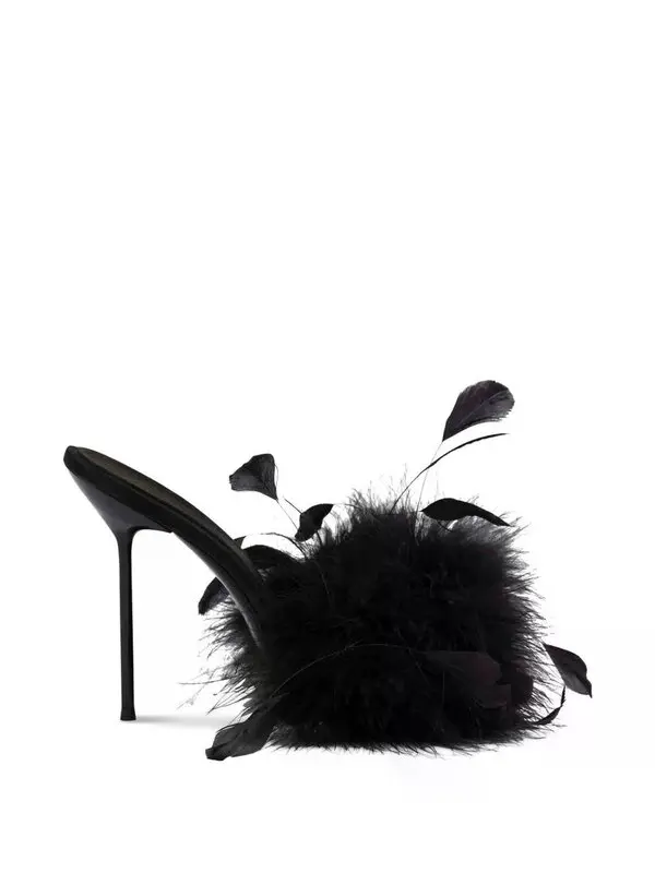 Paris Texas Lidia Feather Mules - Black