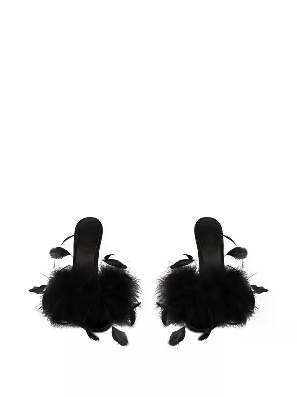 Paris Texas Lidia Feather Mules - Black