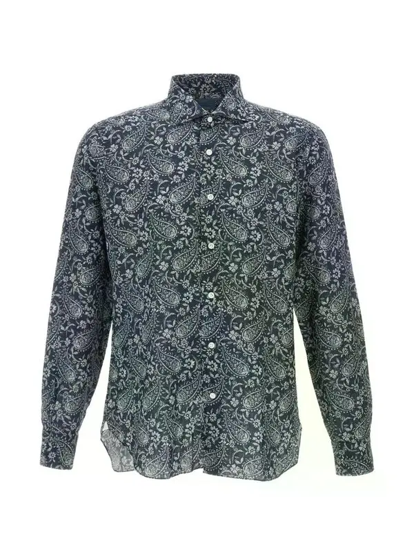 BARBA NAPOLI Paisley Buttoned Shirt - Blue