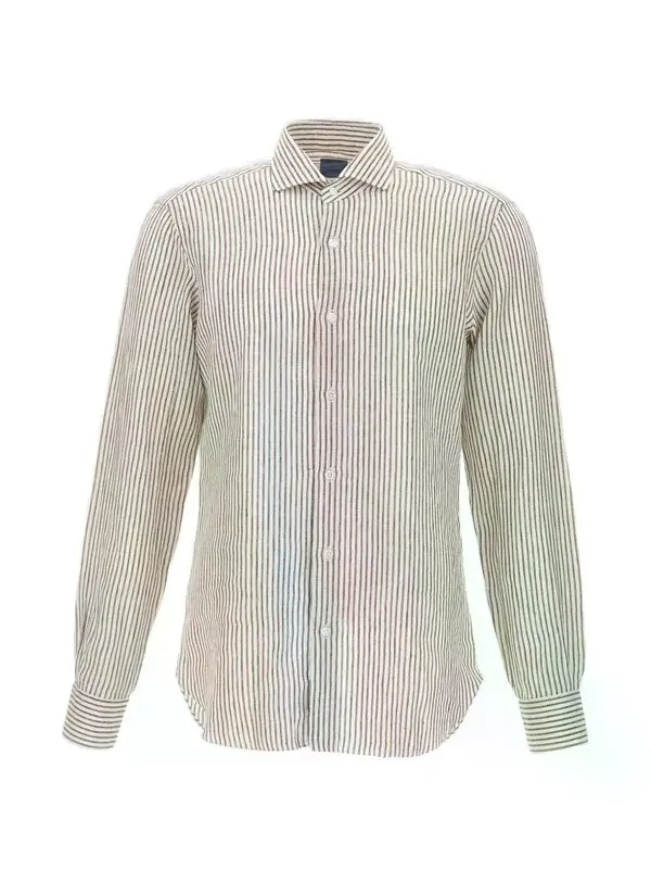 BARBA NAPOLI Striped Button Shirt - Neutrals