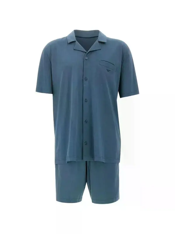 Emporio Armani Logo Jersey Pajamas - Blue