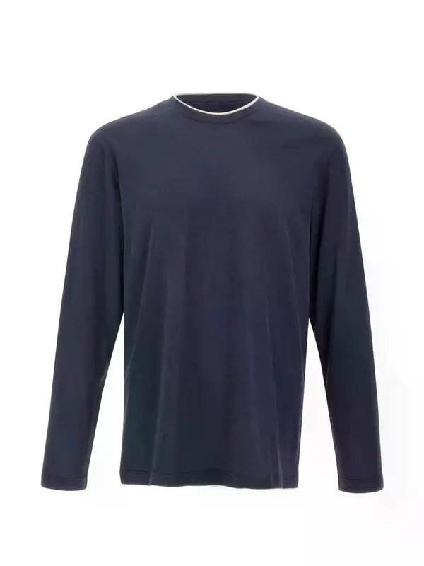Eleventy Crew-neck Cotton Sweater - Blue