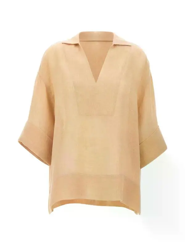 Eleventy V-neck Short-sleeve Blouse - Neutrals