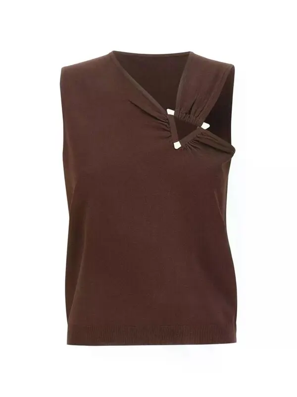 KAOS Asymmetric Cut-out Top - Brown
