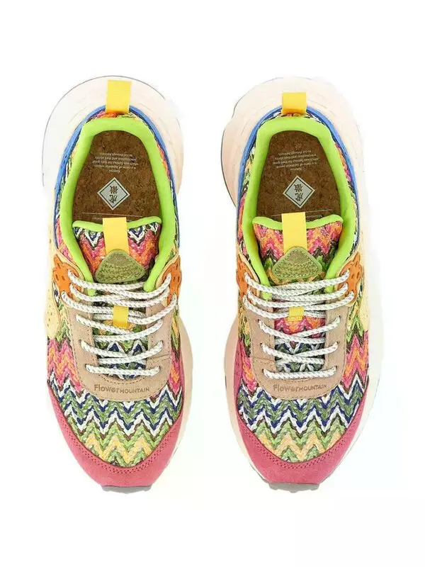 FLOWER MOUNTAIN Kotetsu Floral-details Sneakers - Neutrals