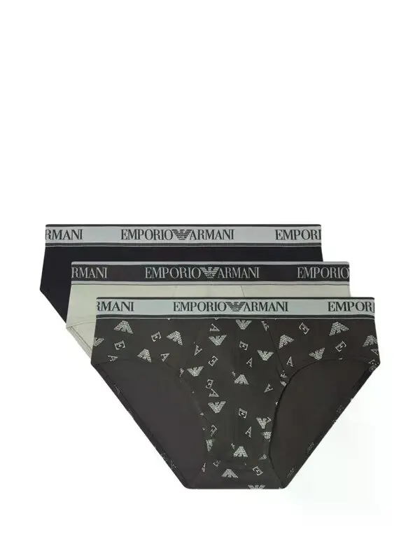Emporio Armani Logo-waistband Briefs - Brown