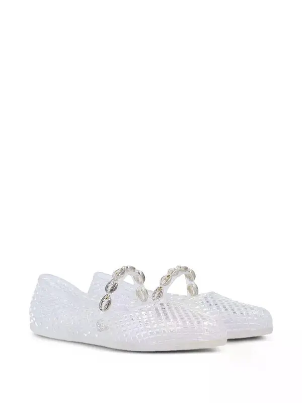 ANCIENT GREEK SANDALS Shell Embellished Ballet Flats - White