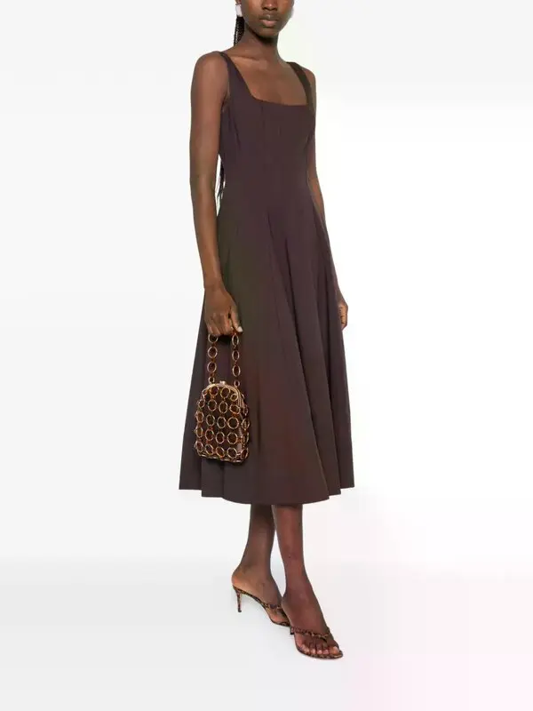 Staud Wells Square-neck Midi Dress - Brown
