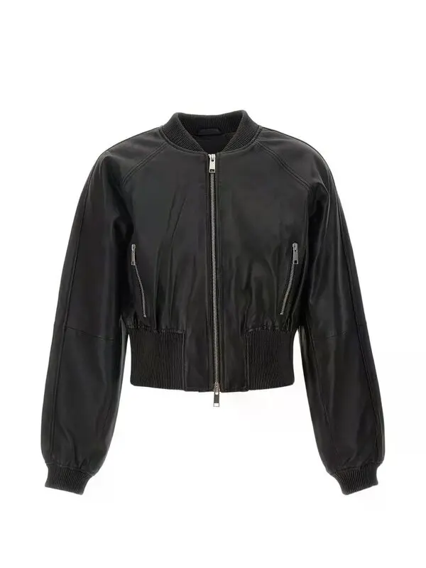 HERSKIND Dario Elasticated Leather Jacket - Black