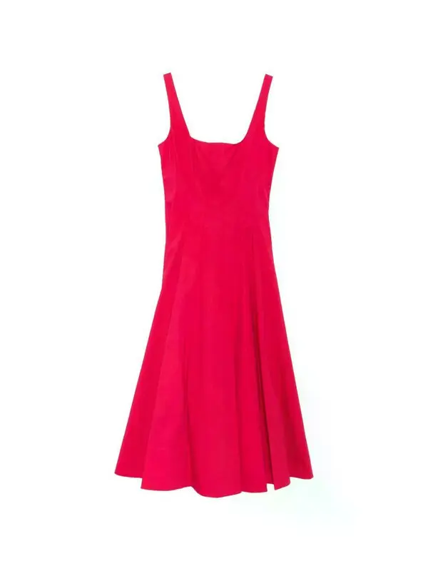 Staud Wells Square-neck Midi Dress - Red