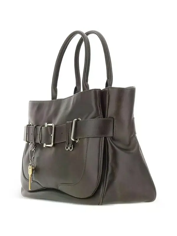 OSOI Buckle Charm Leather Tote Bag - Brown