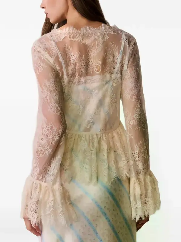 LoveShackFancy Floral-pattern Blouse - Neutrals