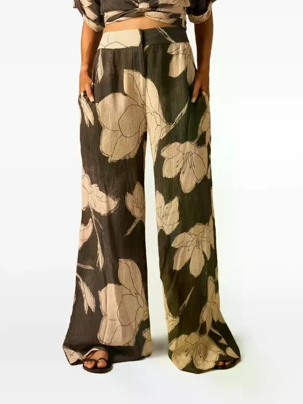 JBQ Floral-print Trousers - Brown