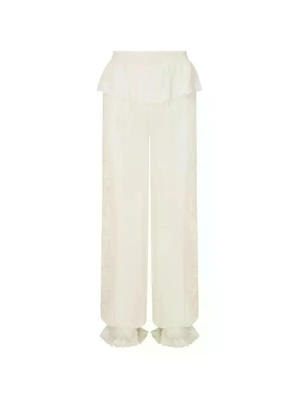 LoveShackFancy Lace-detail Trousers - Neutrals