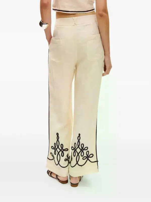 Carolina K Embroidery-detail Linen Trousers