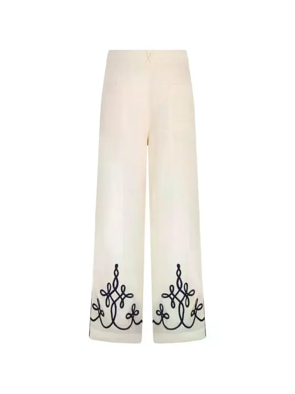 Carolina K Embroidery-detail Linen Trousers