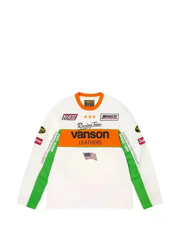 Supreme Vanson Leathers Mesh-panel Logo Long-sleeve T-shirt - White