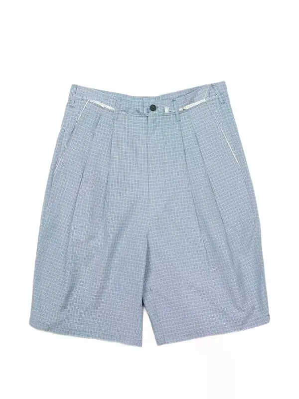 CAMIEL FORTGENS Checked Pleated Tailored Shorts - Blue