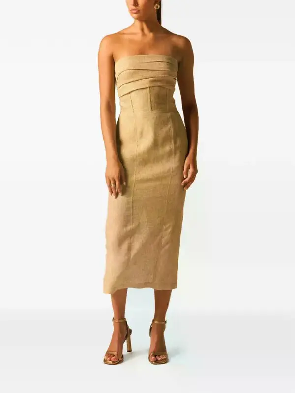 JBQ Bellucci Strapless Midi Dress - Neutrals