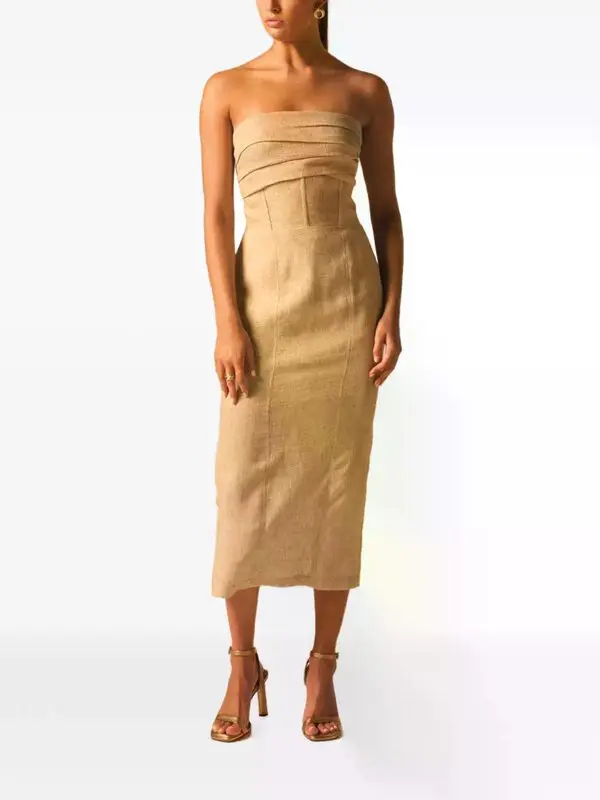 JBQ Bellucci Strapless Midi Dress - Neutrals