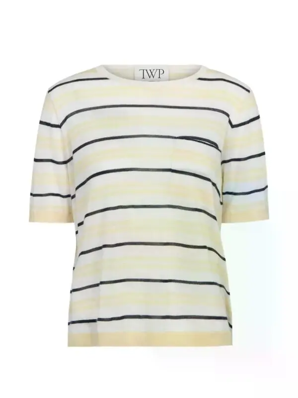 TWP Striped Chest-pocket T-shirt - Neutrals
