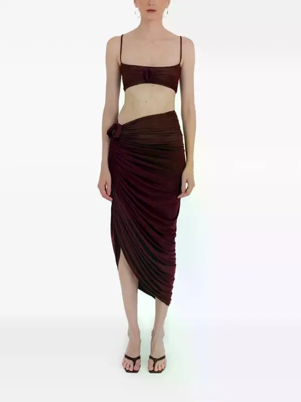 MAYGEL CORONEL Medusa Draped Skirt Set - Red