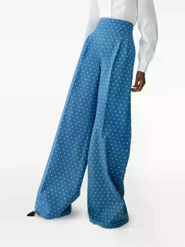 Carolina Herrera Polka-dot Denim Marisol Pants - Blue