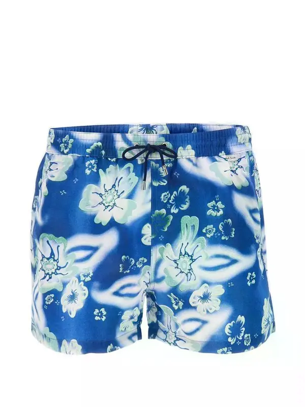 Paul Smith Floral Print Swim Shorts - Blue