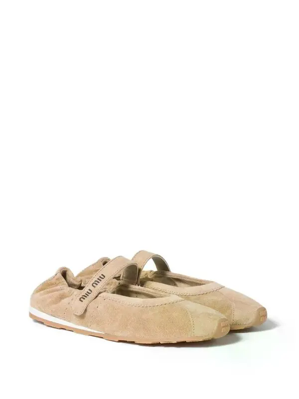 Miu Miu Plume Suede Ballerinas - Neutrals