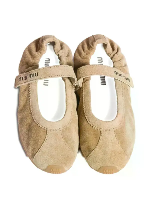 Miu Miu Plume Suede Ballerinas - Neutrals
