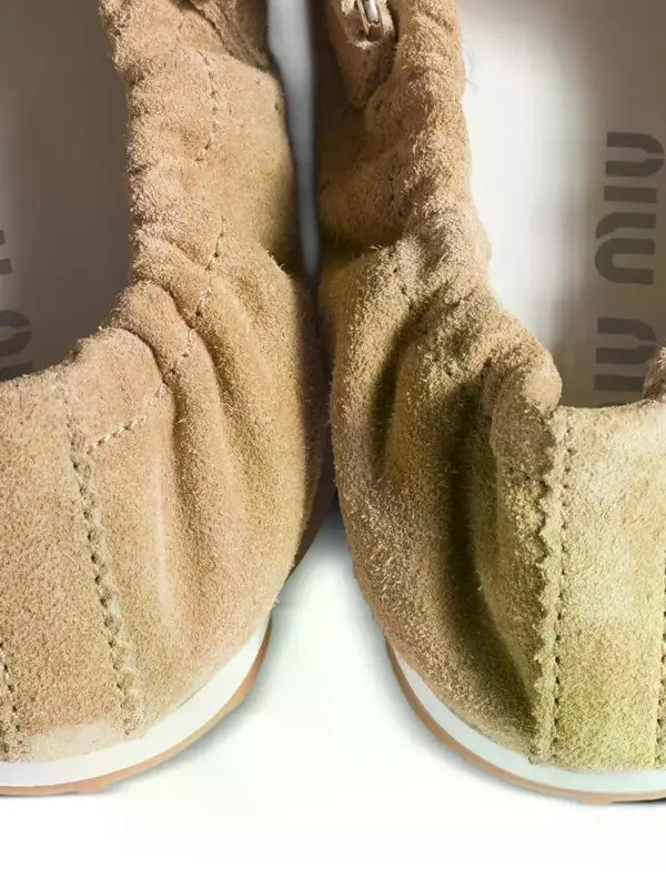 Miu Miu Plume Suede Ballerinas - Neutrals