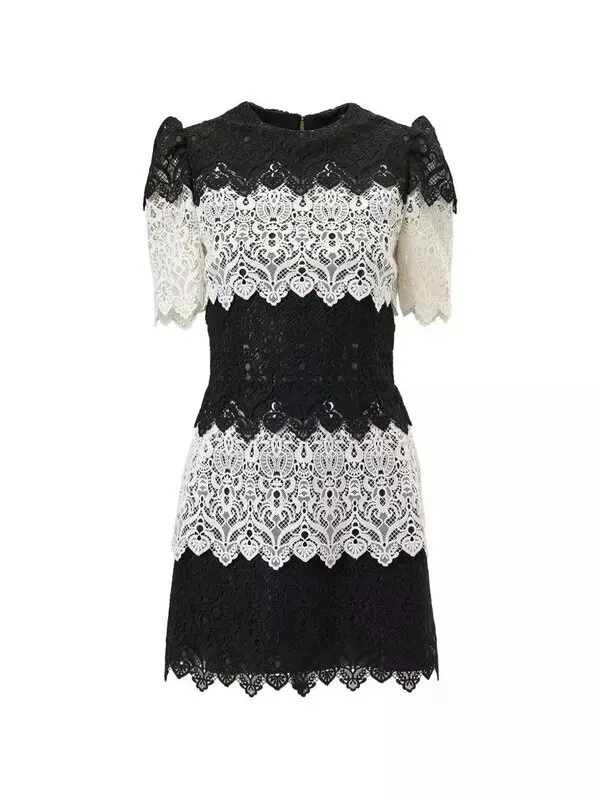Carolina Herrera Lace Trimmed Mini Dress - Black
