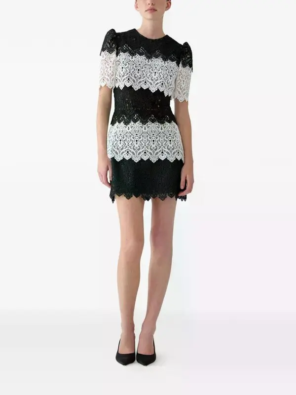 carolina herrera black lace dress Carolina Herrera Lace Trimmed Mini Dress - Black
