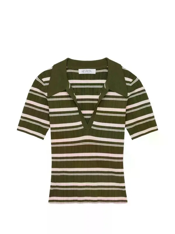 HEVRON Daisy Striped Polo Top
