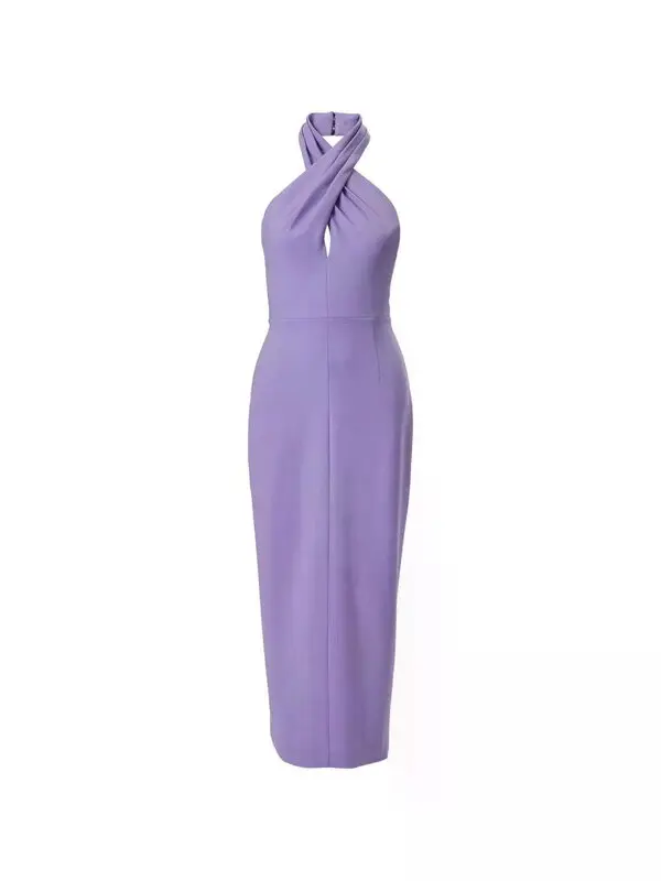 Carolina Herrera Twisted Halterneck Midi Dress - Purple