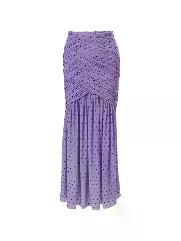 Carolina Herrera Polka-dot Ruched Midi Skirt - Purple