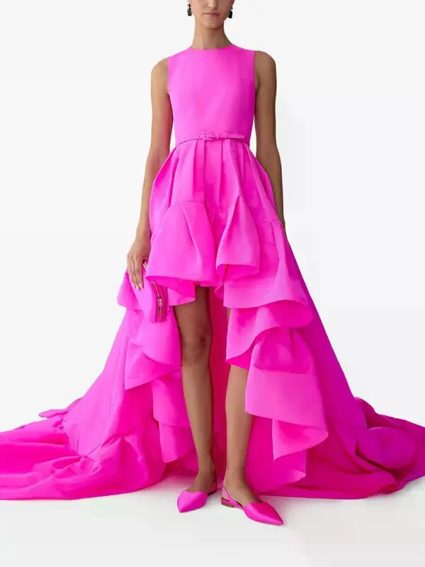 navy blue dress for baby girl Carolina Herrera Ruffle-hem High-low Gown - Pink