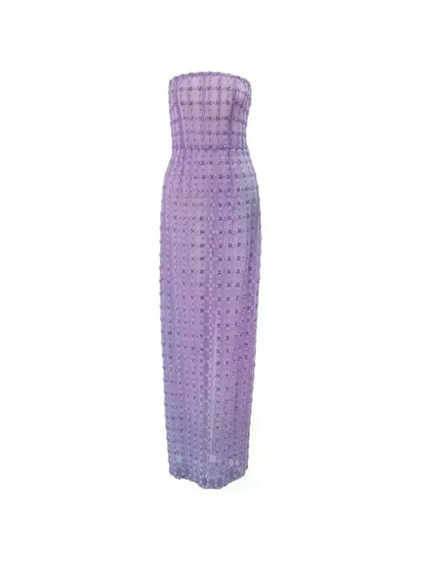 Carolina Herrera Crystal-embroidered Column Gown - Purple