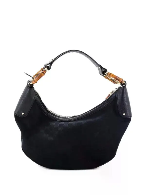 Gucci Bamboo Ring Half Moon Web Gg Canvas Medium Hobo Bag