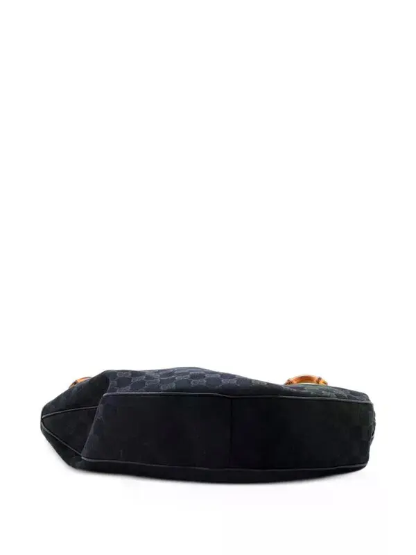 Gucci Bamboo Ring Half Moon Web Gg Canvas Medium Hobo Bag