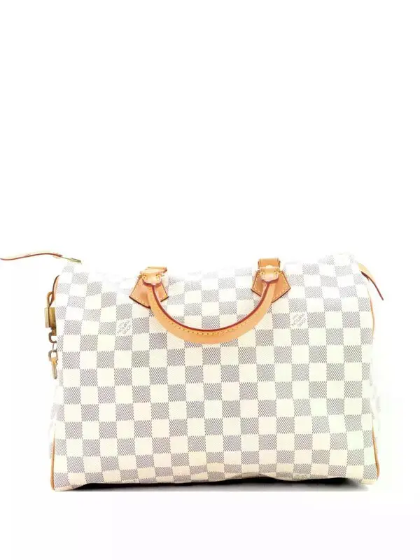 LOUIS VUITTON Speedy Handbag Damier 30 Satchel - White