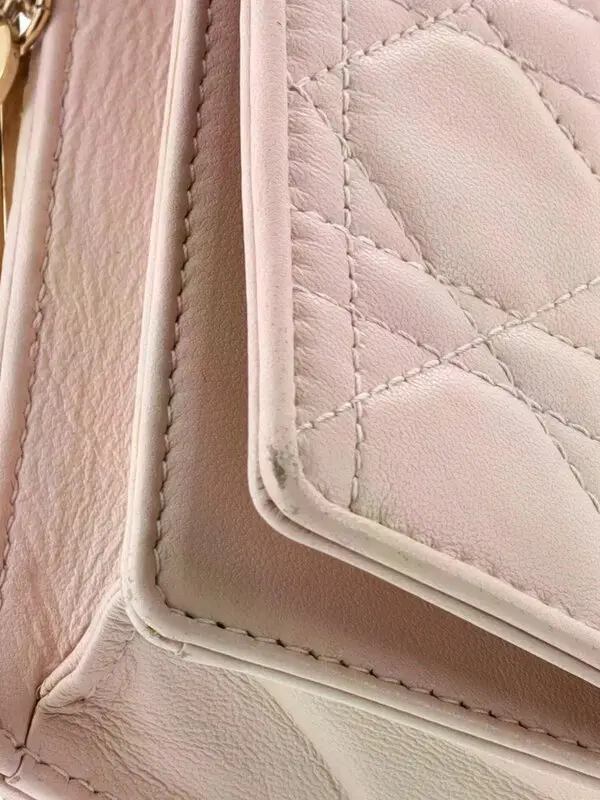 Dior Lady Chain Pouch Cannage Quilt Lambskin Clutch Bag - Pink