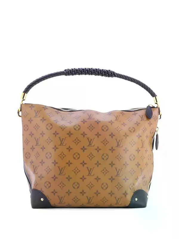 LOUIS VUITTON Triangle Softy Hobo Bag Reverse Monogram Canvas