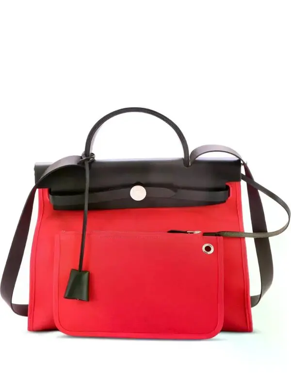 Hermès Herbag Zip Leather And Toile 31 Shoulder Bag - Pink