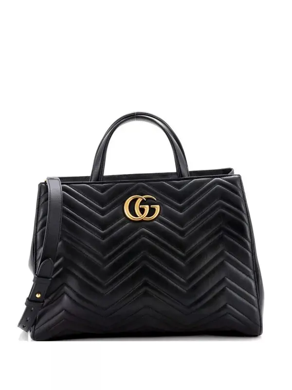 Gucci Gg Marmont Matelasse Leather Medium Tote Bag - Black