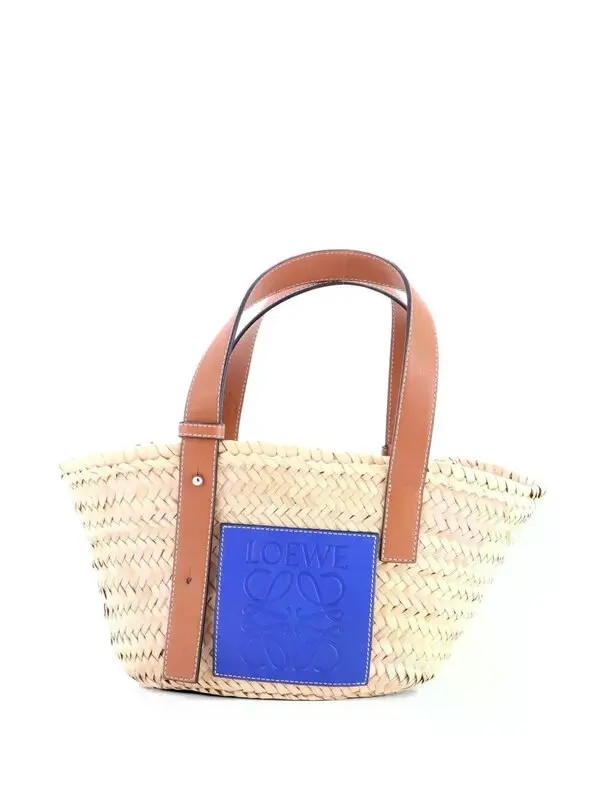Loewe Basket Raffia Small Tote - Blue