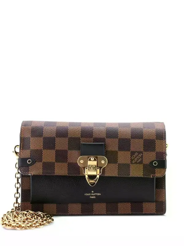 LOUIS VUITTON Vavin Chain Wallet Nm Damier With Leather Crossbody Bag - Brown